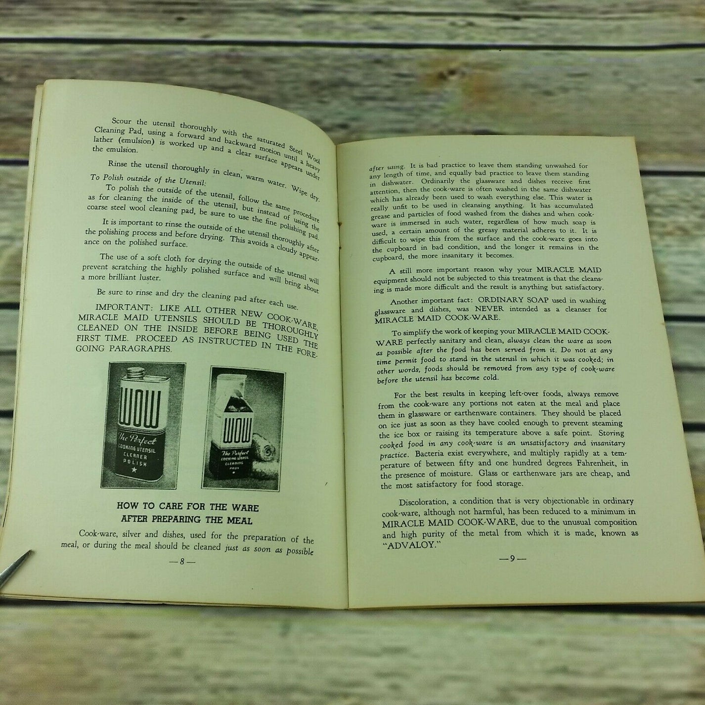 Vintage Cookbook Miracle Maid Cookware Recipes Use and Care Instructio ...