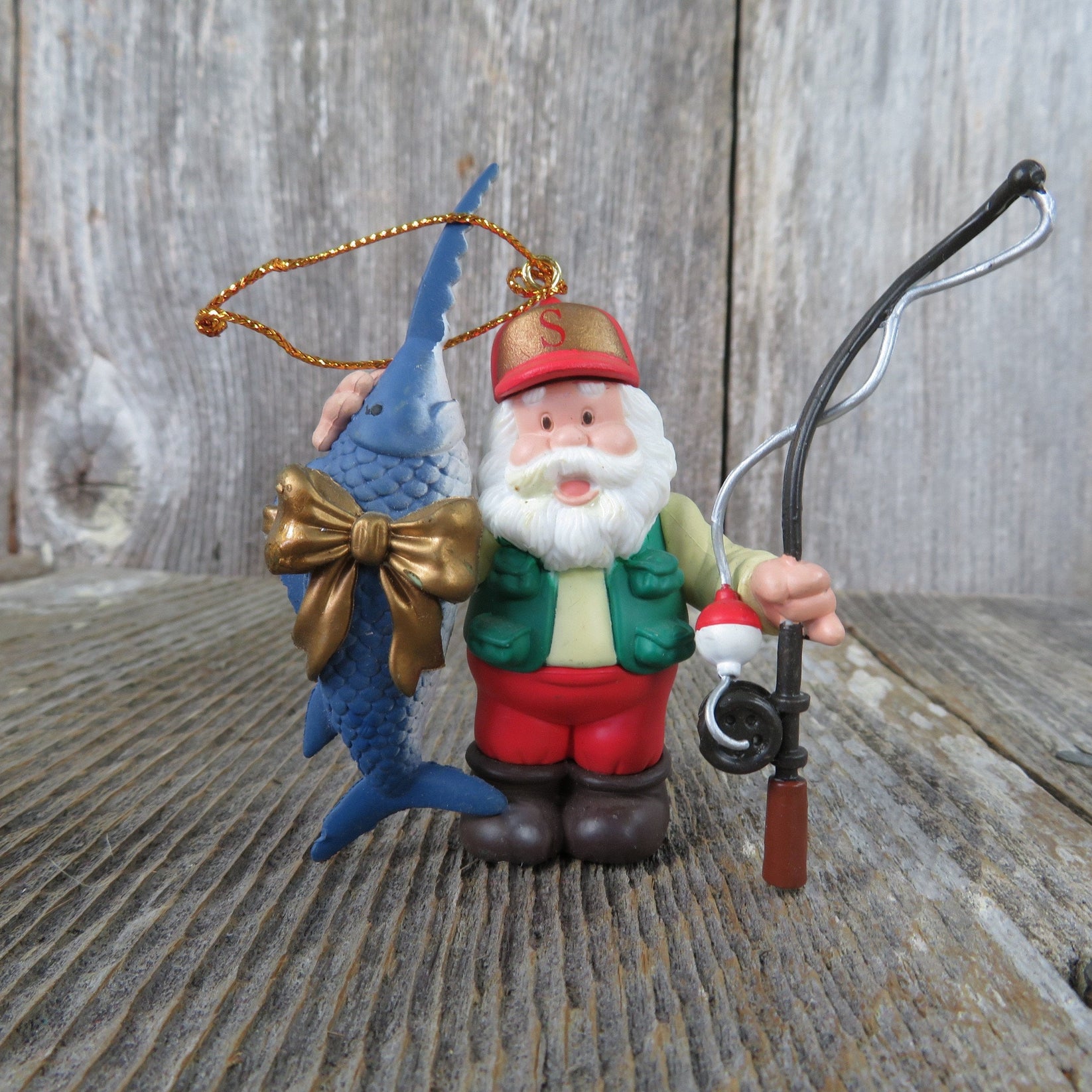 Vintage Fisherman Ornament Santa Swordfish Westmar Christmas Ocean Fis ...