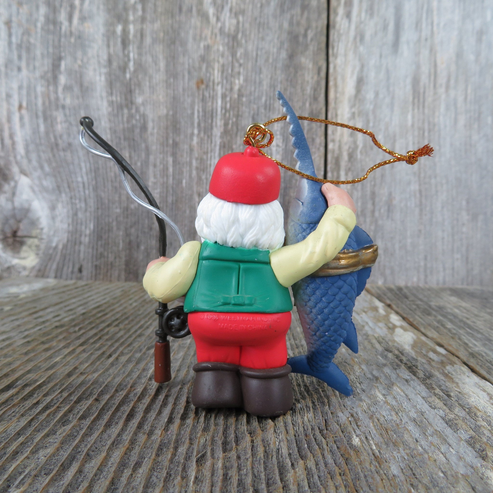Vintage Fisherman Ornament Santa Swordfish Westmar Christmas Ocean Fis ...