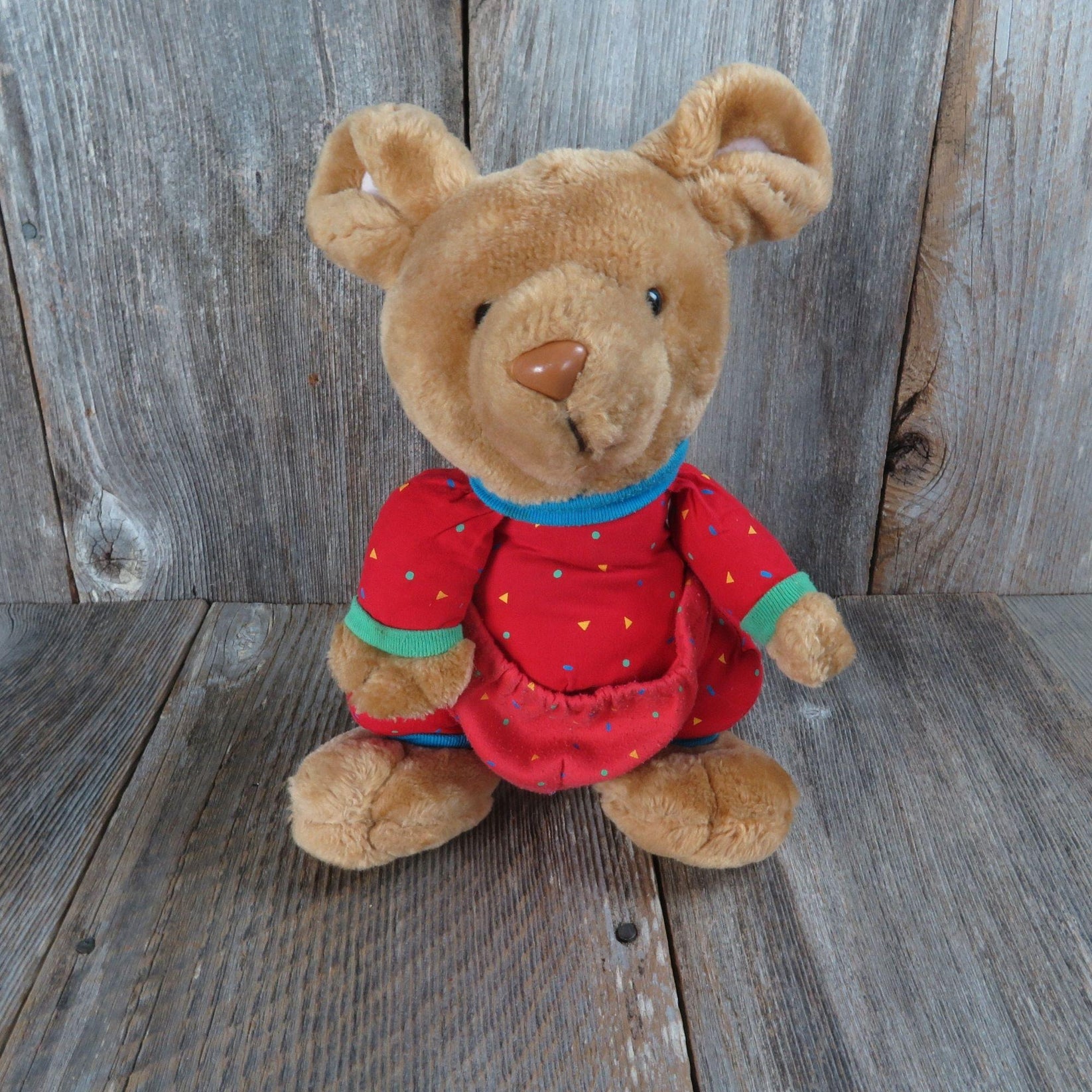 Vintage Kangaroo Plush Avon Brown Red Jumper Pajamas Stuffed Animal Ka ...