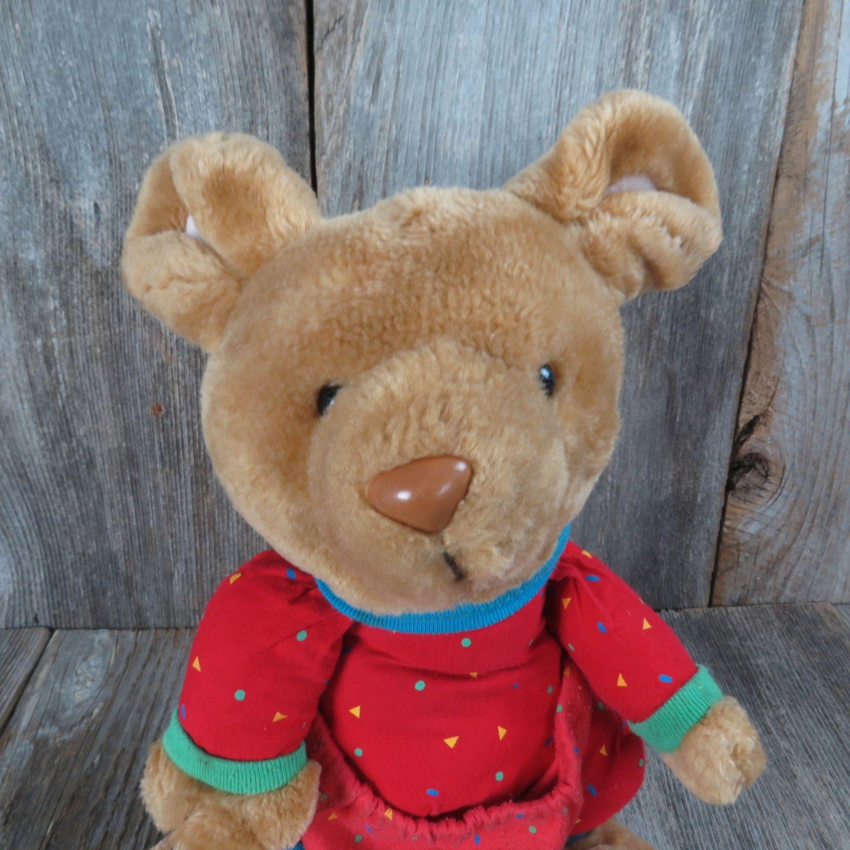 Vintage Kangaroo Plush Avon Brown Red Jumper Pajamas Stuffed Animal Ka ...