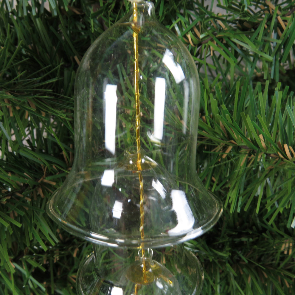 Vintage Glass Bell Ornament Graduated 3 Tiered Gold Christmas Tier Sta ...