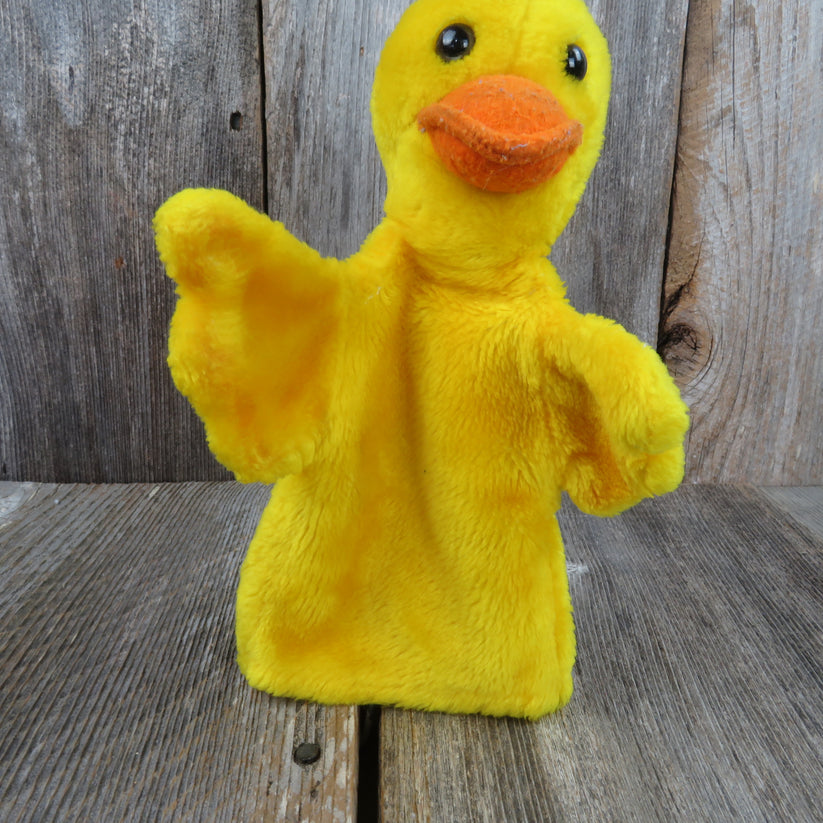 Vintage Yellow Duck Puppet Plush Dakin Stuffed Animal Korea 1975 – At ...