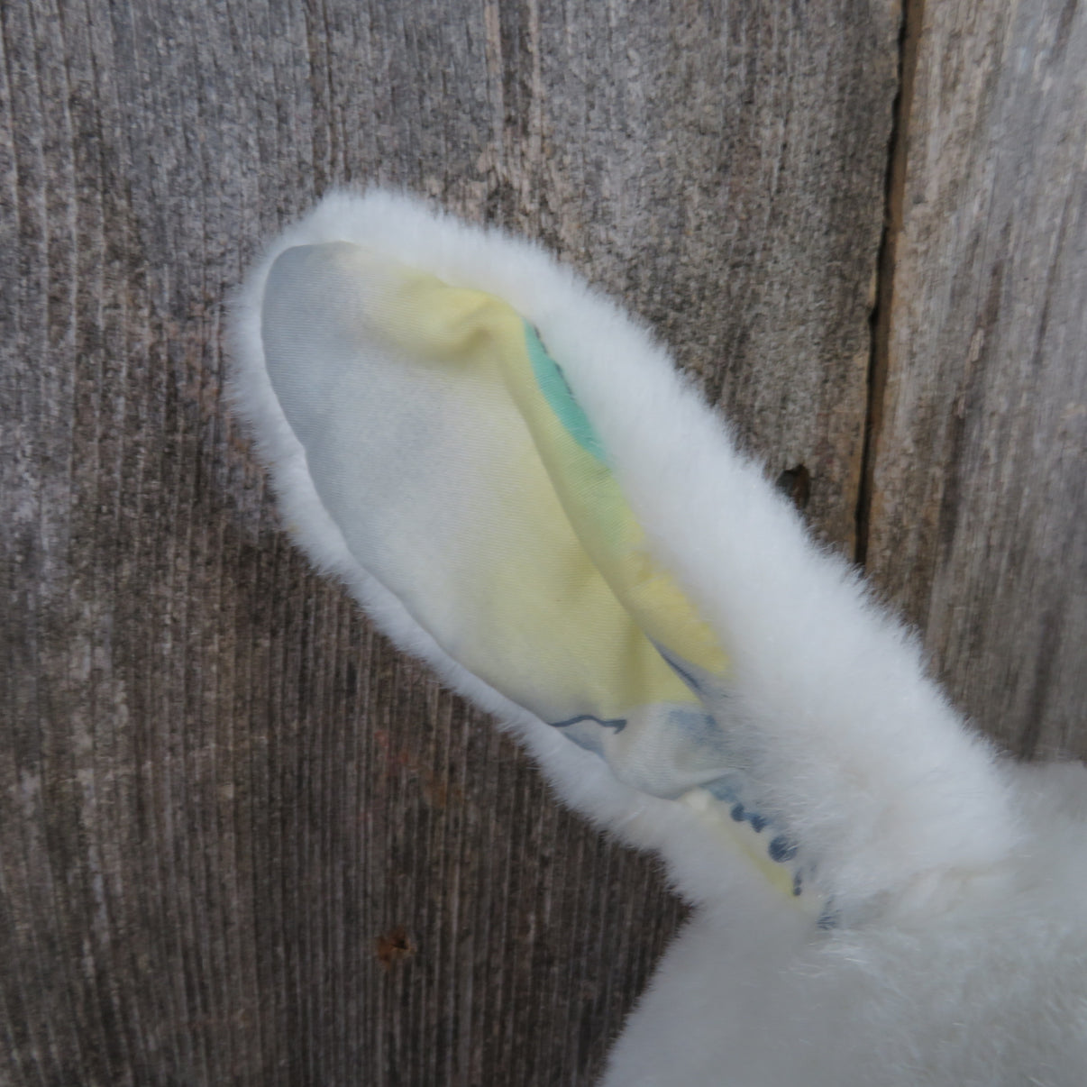 Vintage Bunny Rabbit Plush White Stuffed Easter Yellow Blue Carrot Fab ...