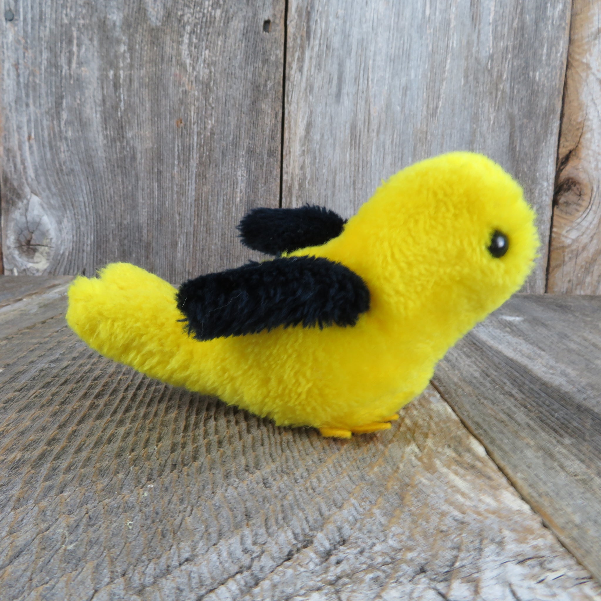 Vintage Yellow Bird Stuffed Animal Finch Black 1981 Dakin Plush 6 Inch ...