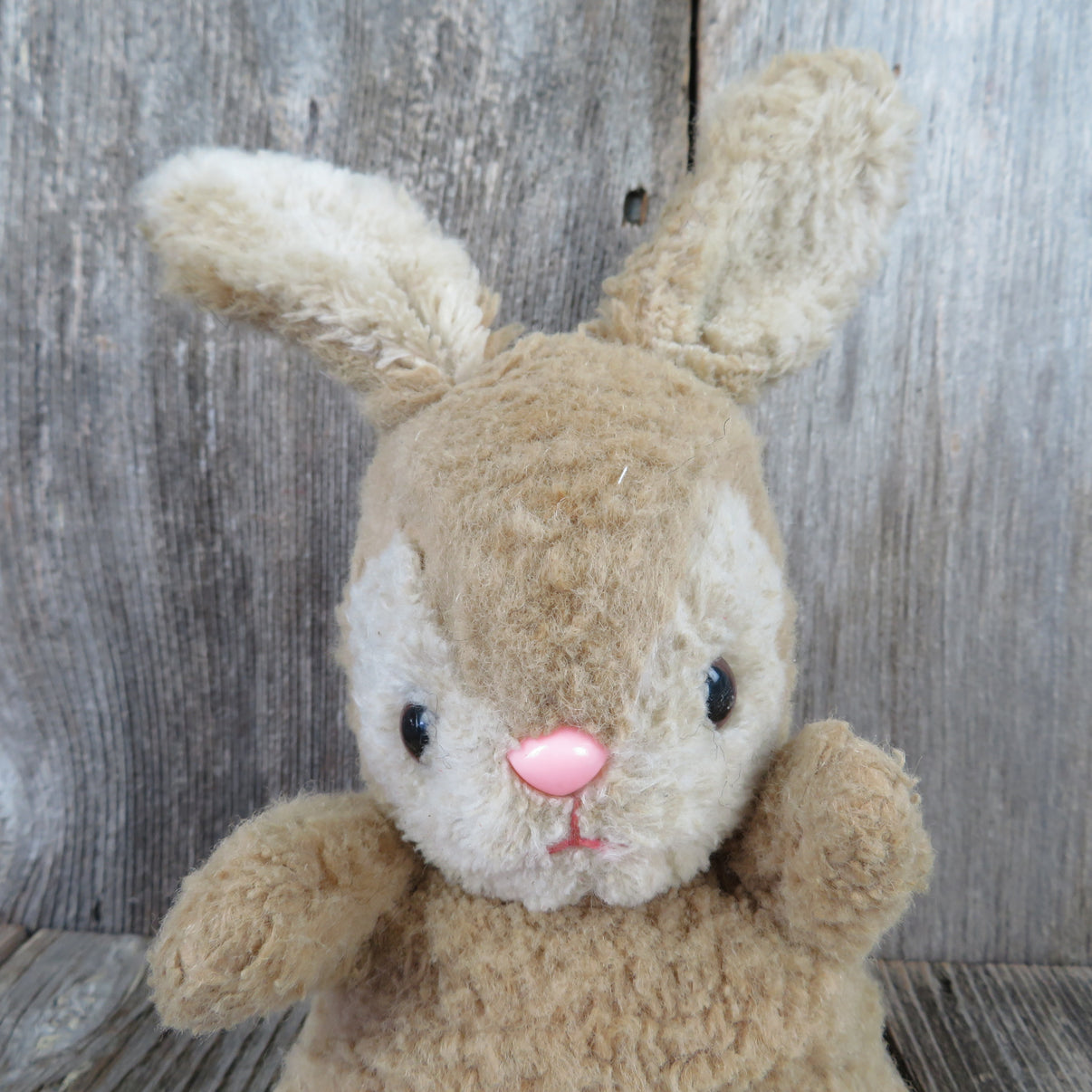 Vintage Bunny Rabbit Plush Easter Stuffed Animal Brown Beige Pink Nose ...