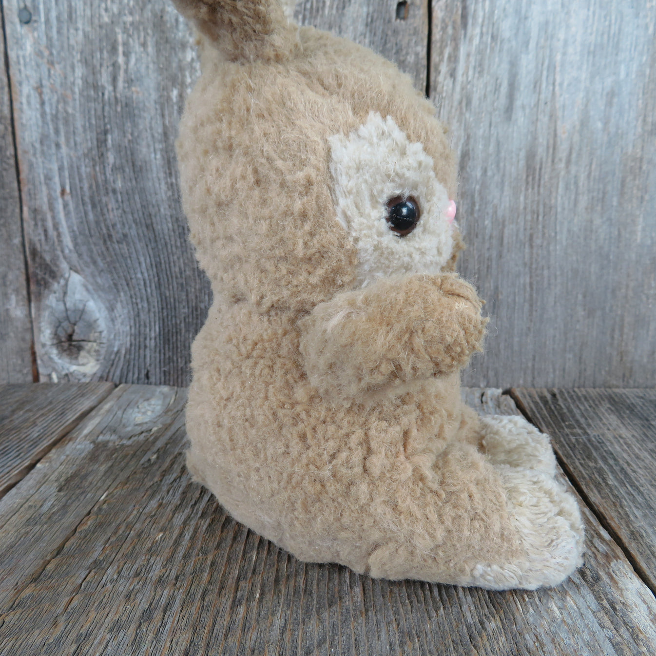 Vintage Bunny Rabbit Plush Easter Stuffed Animal Brown Beige Pink Nose ...