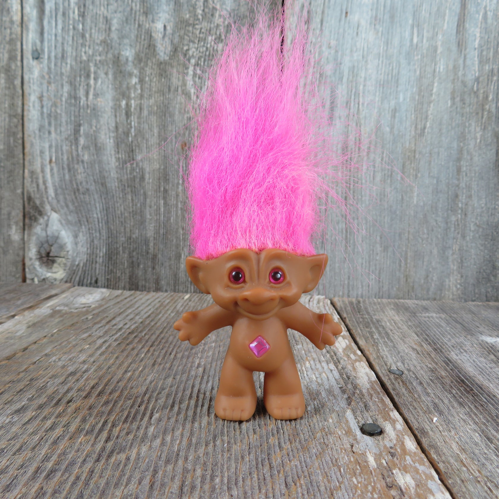 Vintage Troll Doll Pink Eyes Hair and Diamond Belly Button Ace Novelty ...