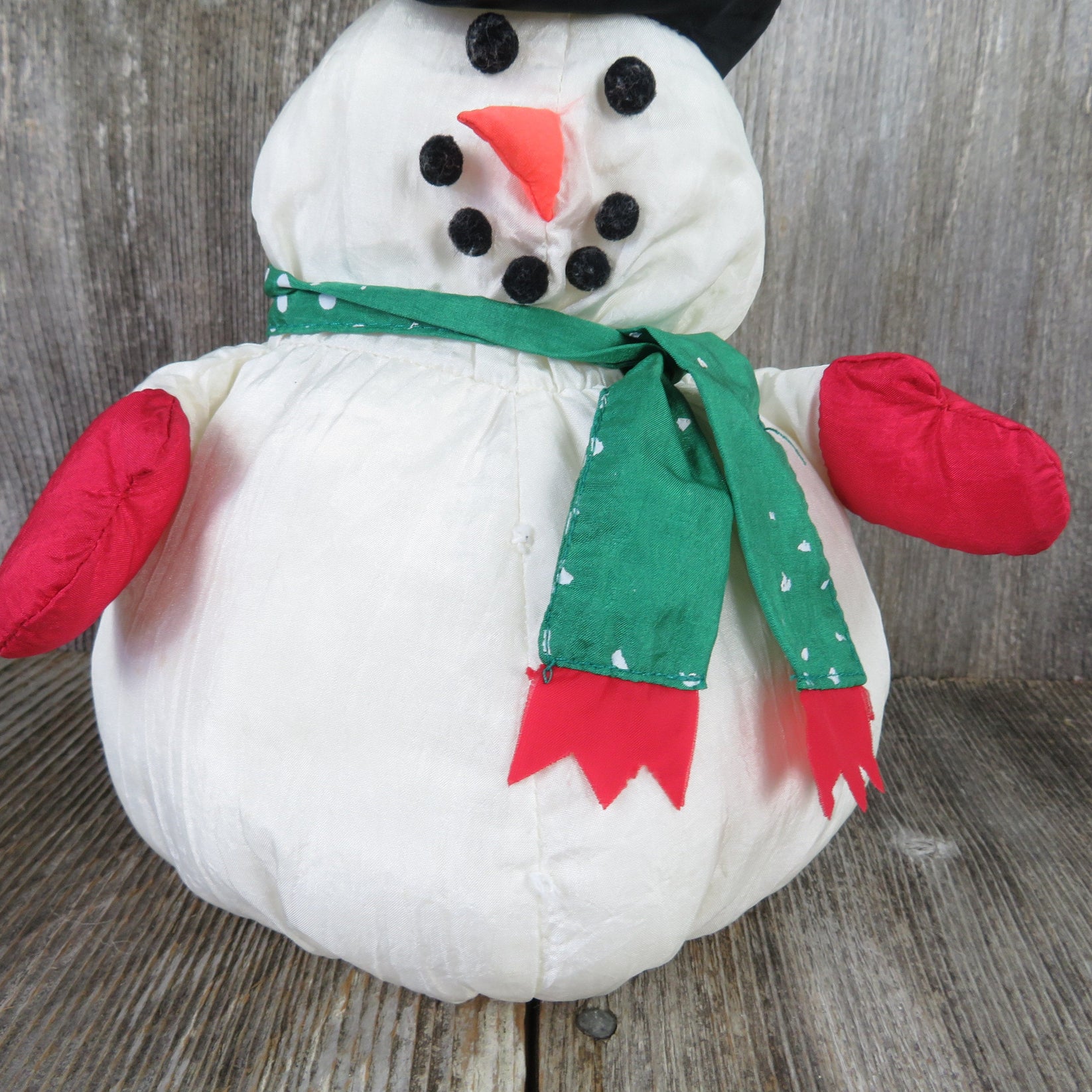 Vintage Snowman Plush Hallmark Nylon Stuffed Animal Christmas Green Sc ...