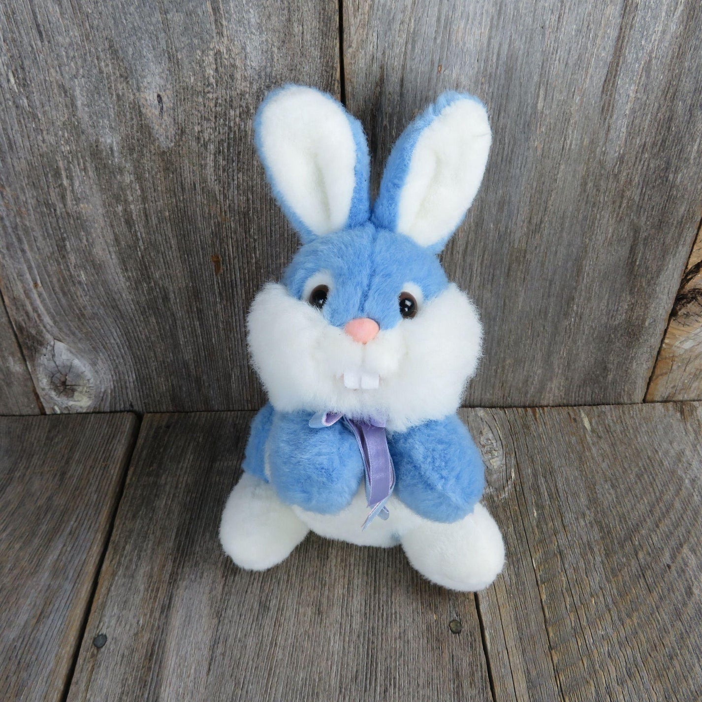 Vintage Blue Bunny Plush Rabbit Purple Bow People Pals Stuffed Animal ...