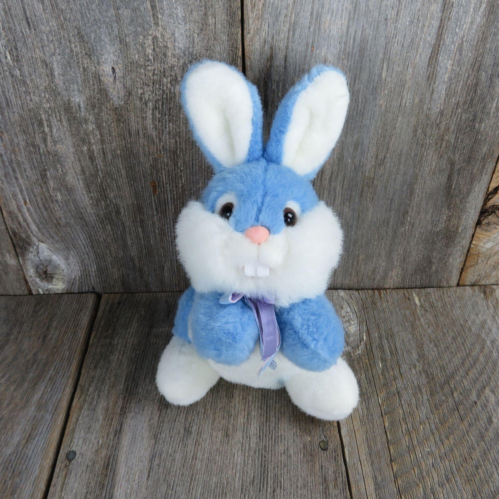 Vintage Blue Bunny Plush Rabbit Purple Bow People Pals Stuffed Animal ...