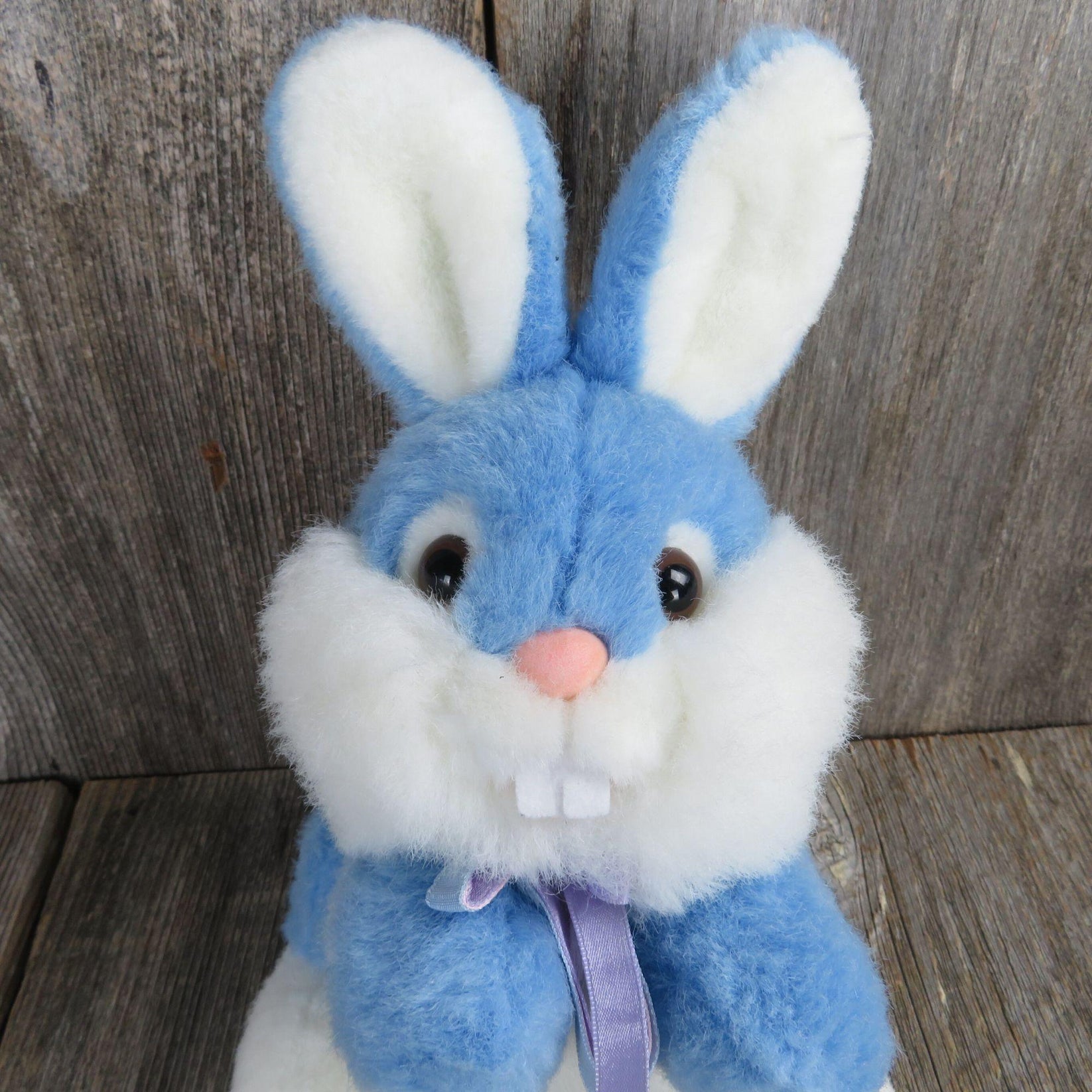 Vintage Blue Bunny Plush Rabbit Purple Bow People Pals Stuffed Animal ...