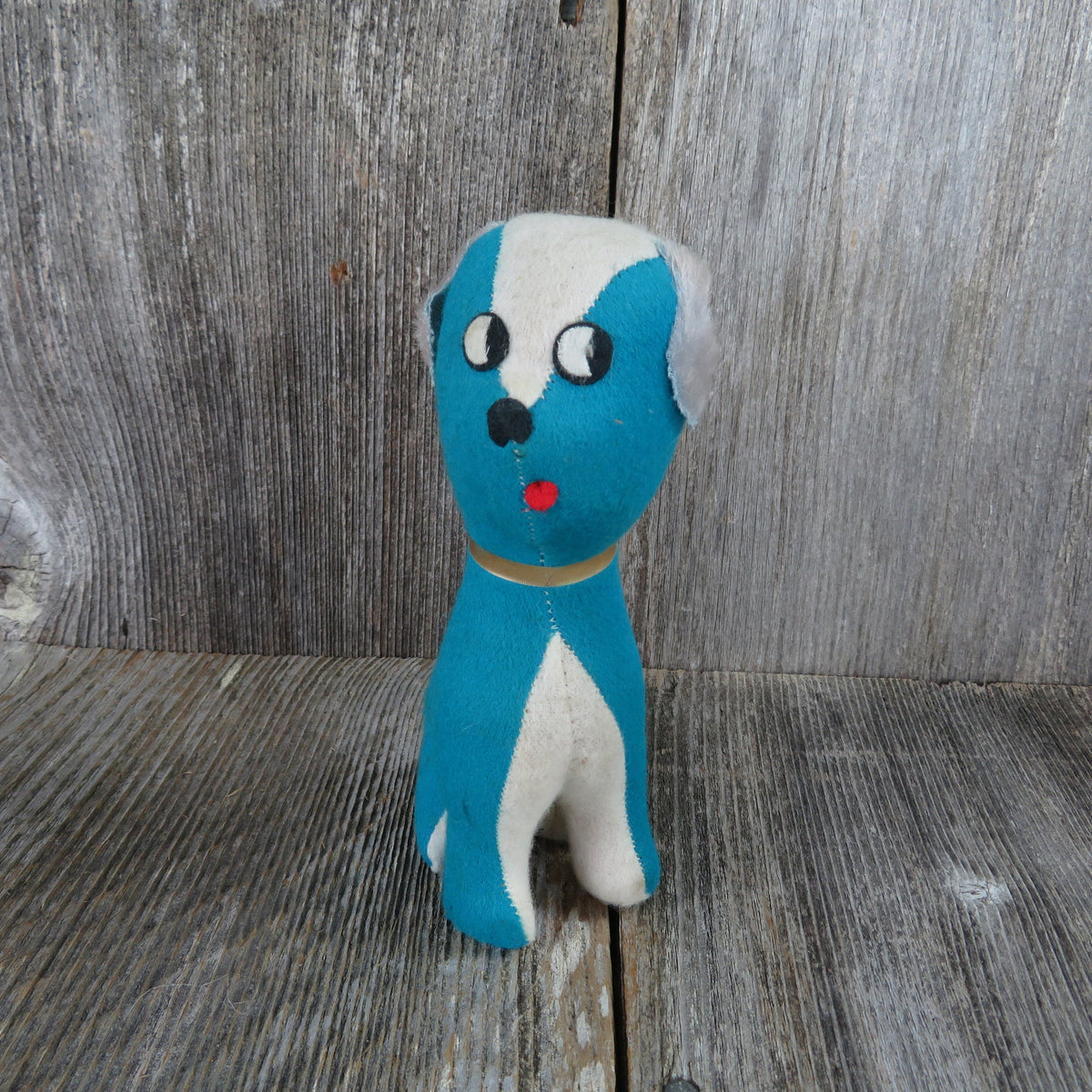 Vintage Blue Dog Plush Fomil and Sons Felt White Puppy Stuffed Animal ...