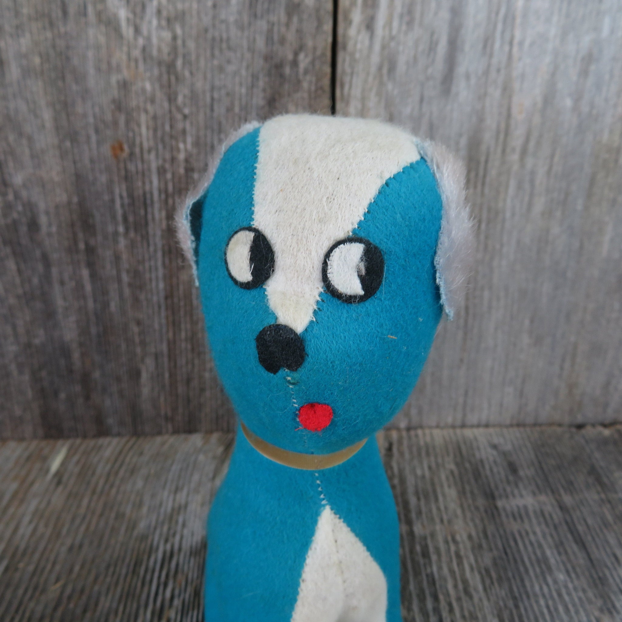 Vintage Blue Dog Plush Fomil and Sons Felt White Puppy Stuffed Animal ...