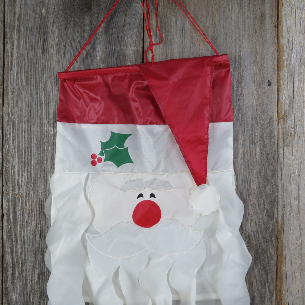 Vintage Santa Windsock Nylon White Beard Wind Sock Red Hat Flag Banner ...