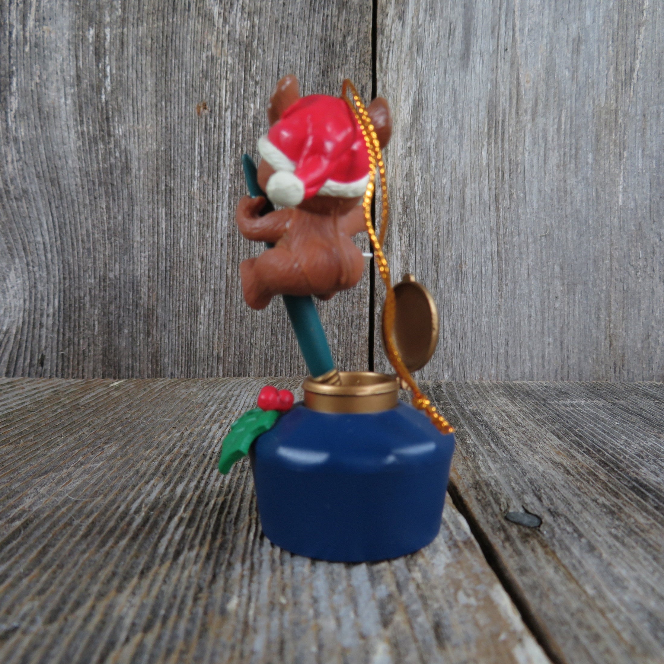 Vintage Mouse Inkwell Ornament Mouse Writing Letter To Santa Quill Pen ...