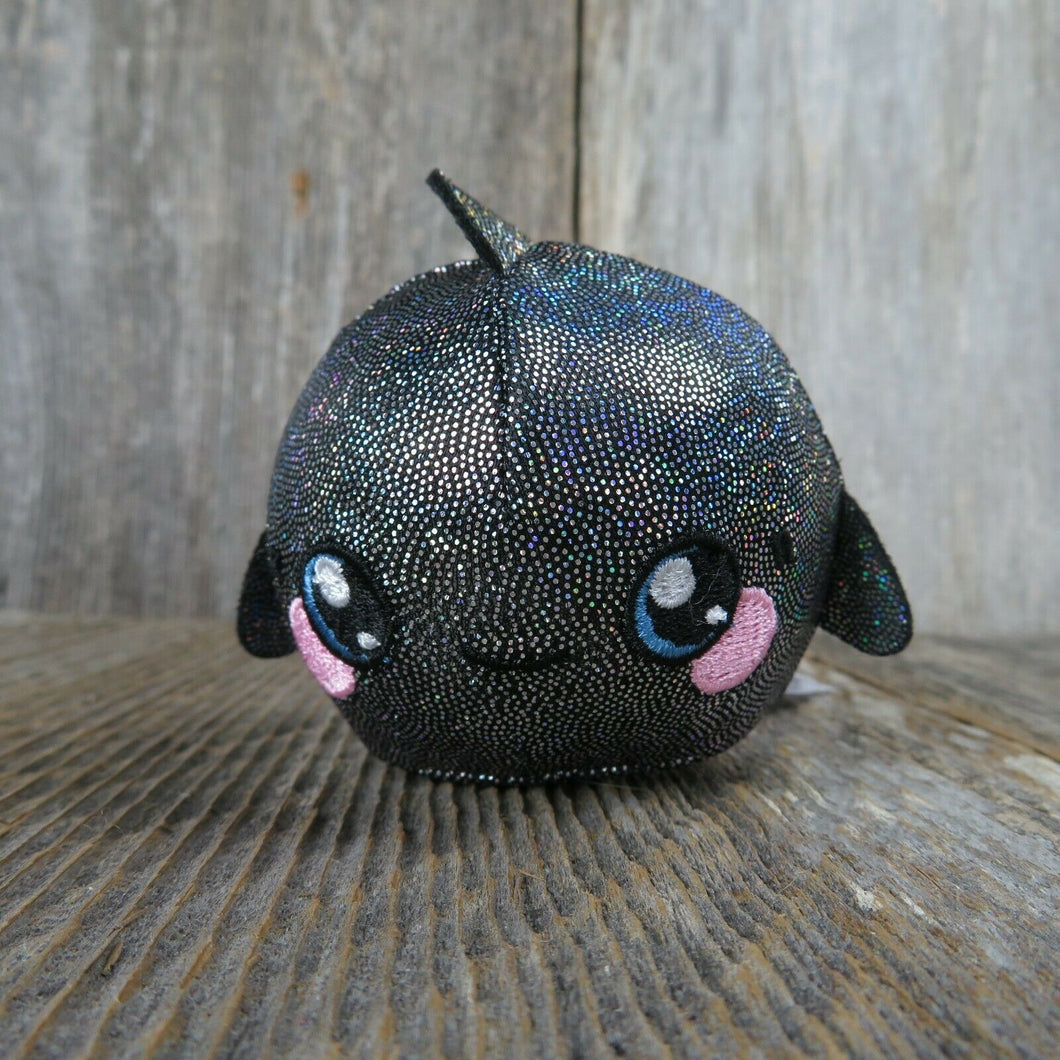 Squeezamals Whale Fish Plush Sparkle Black Squeeze Stuffed Animal Stre ...