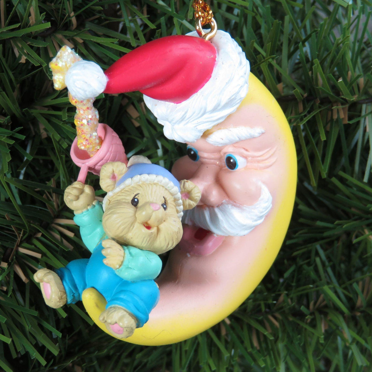 Vintage Mouse Ornament Christmas Half Moon Santa Face Baby 1994 High P ...