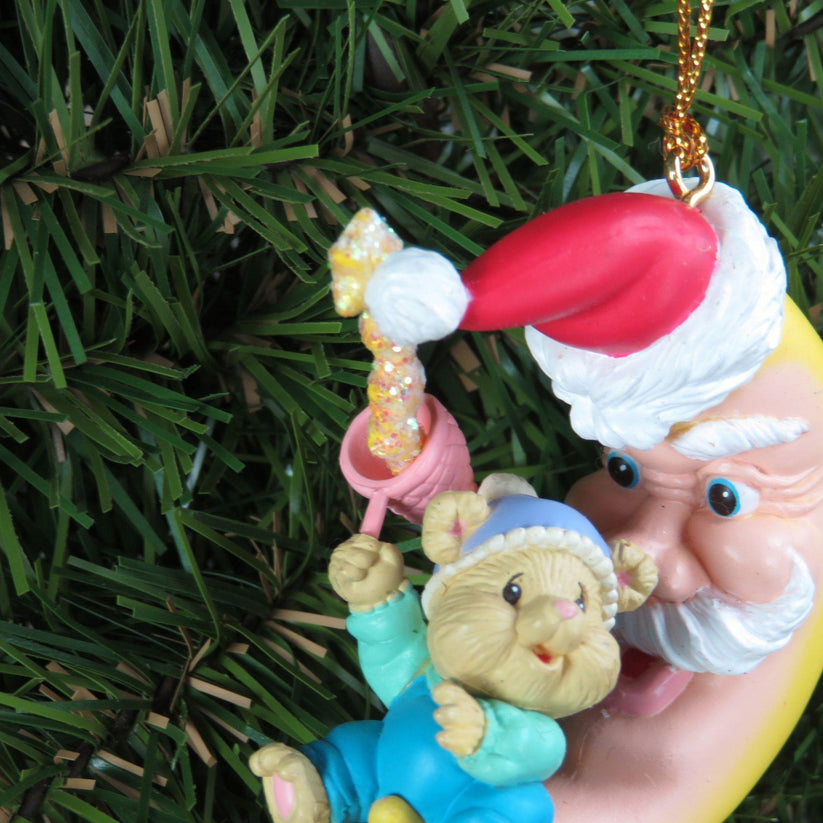 Vintage Mouse Ornament Christmas Half Moon Santa Face Baby 1994 High P ...