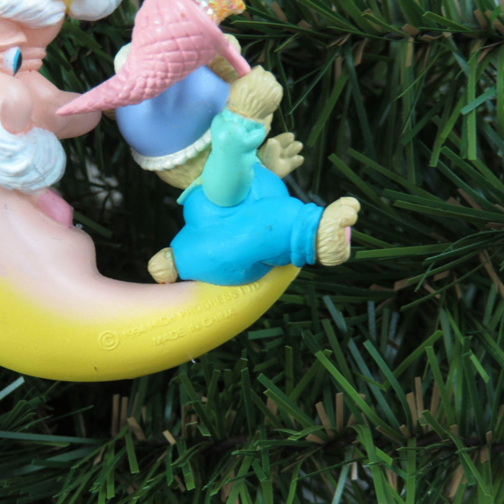 Vintage Mouse Ornament Christmas Half Moon Santa Face Baby 1994 High P ...