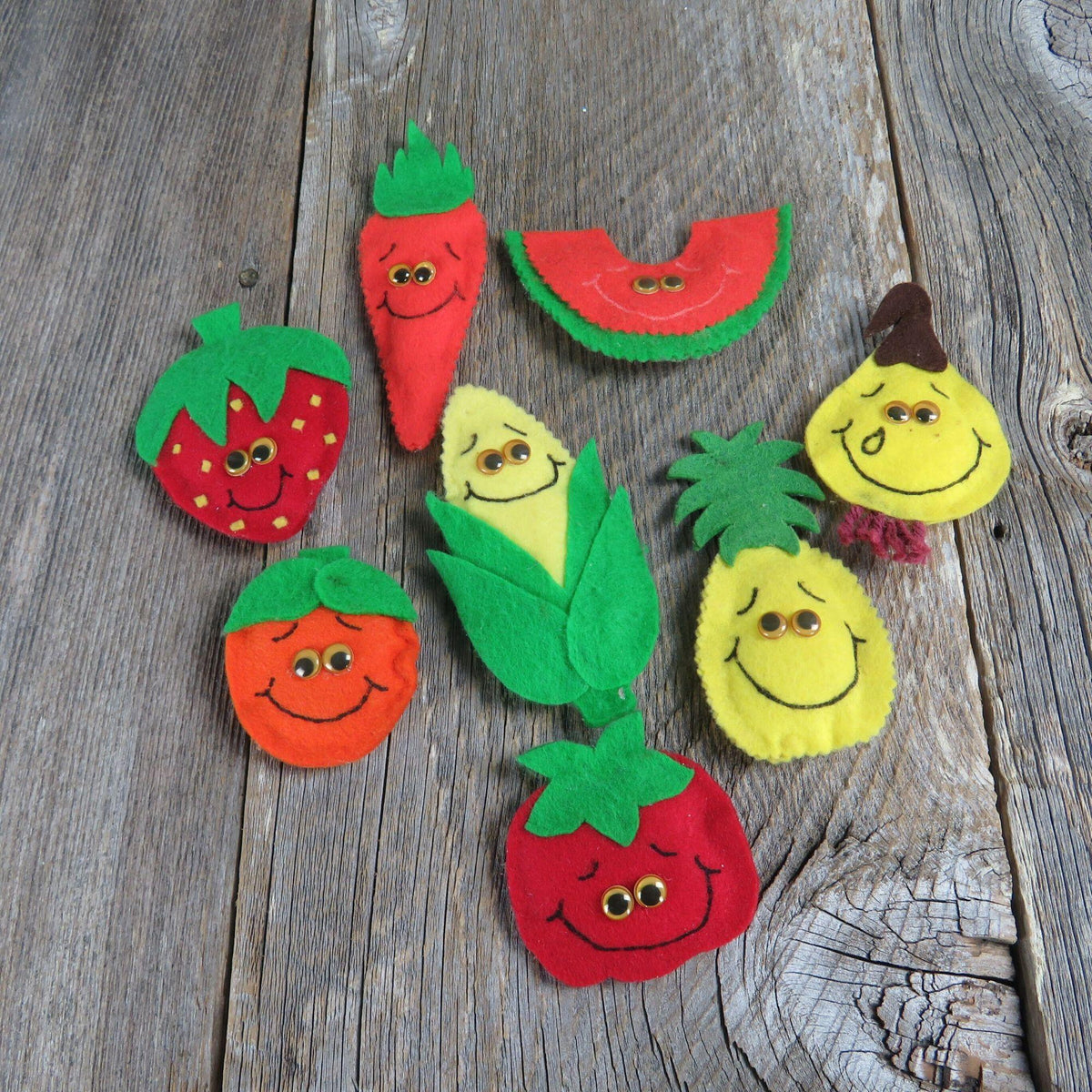 Vintage Felt Refrigerator Magnets Fruits Vegetables Fridge Corn Carrot ...