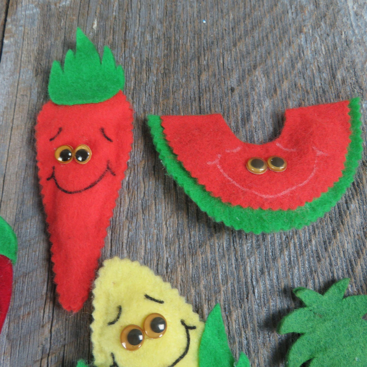 Vintage Felt Refrigerator Magnets Fruits Vegetables Fridge Corn Carrot ...